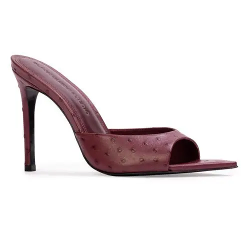 BLACK SUEDE STUDIO Brea Ostrich Mule - Ruby Ostrich Leather
