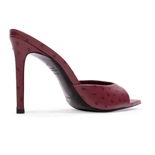 BLACK SUEDE STUDIO Brea Ostrich Mule - Ruby Ostrich Leather
