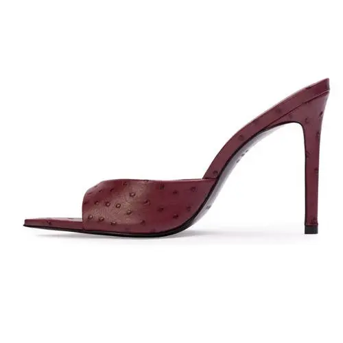 BLACK SUEDE STUDIO Brea Ostrich Mule - Ruby Ostrich Leather