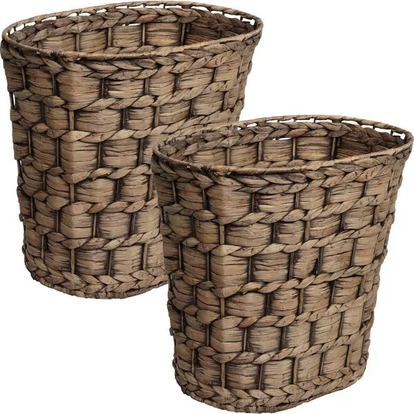 HAPPIMESS 5.7-gallon Tapered Round Wicker Watebasket With Lid - Brown