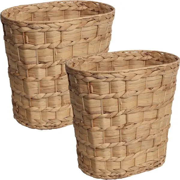 HAPPIMESS 5.7-gallon Tapered Round Wicker Watebasket With Lid - Natural