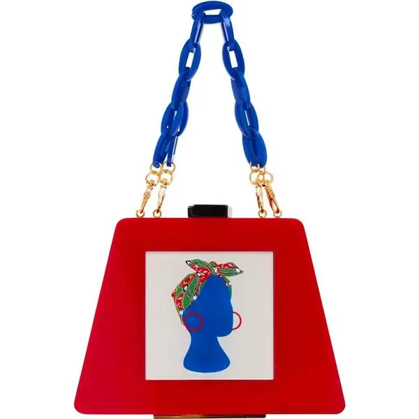 LARALLAN Acrylic Cocktail Clutch With Detachable Chain Strap - Red