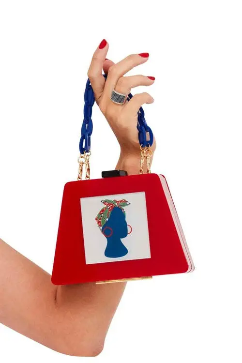 LARALLAN Acrylic Cocktail Clutch With Detachable Chain Strap