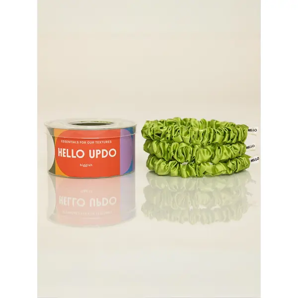 HELLO UPDO Flora Silk Scrunchie Set - Sage