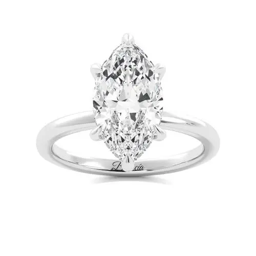 BALACIA Marquise Diamond Solitaire Engagement Ring - White Gold