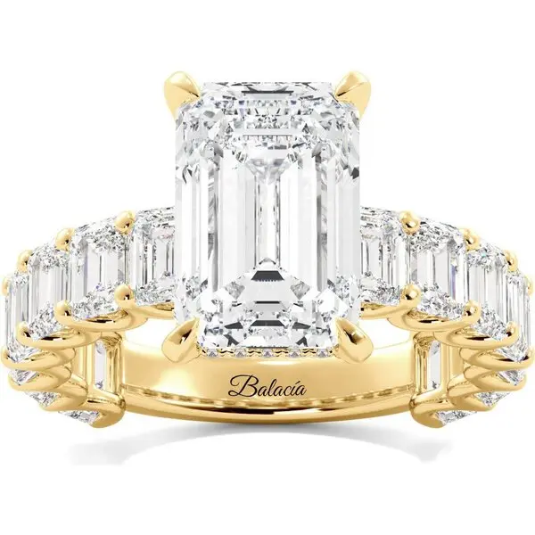 BALACIA Engagement Ring With Emerald Cut Diamonds - 14k Yellow Gold