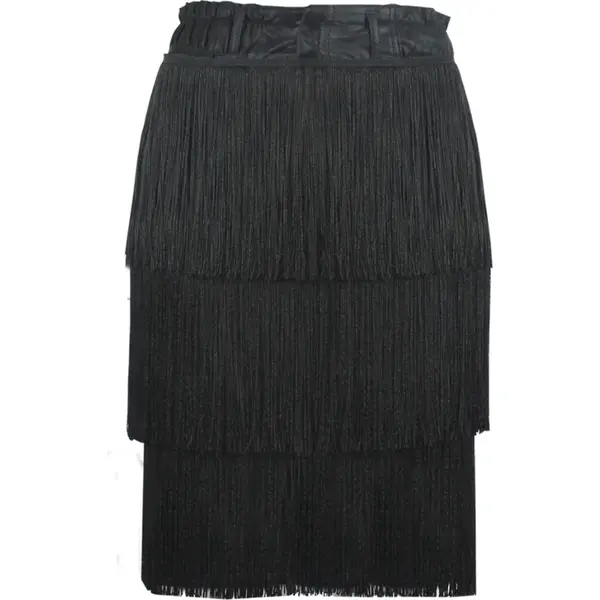 LEDIEL Faux Leather Fringe Skirt