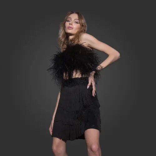 LEDIEL Faux Leather Fringe Skirt
