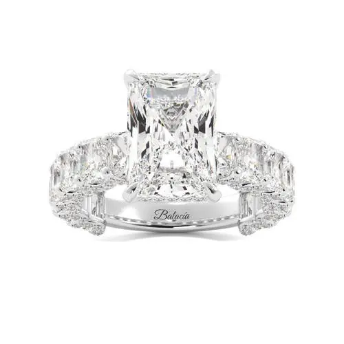 BALACIA Radiant Cut Diamond Engagement Ring - White Gold