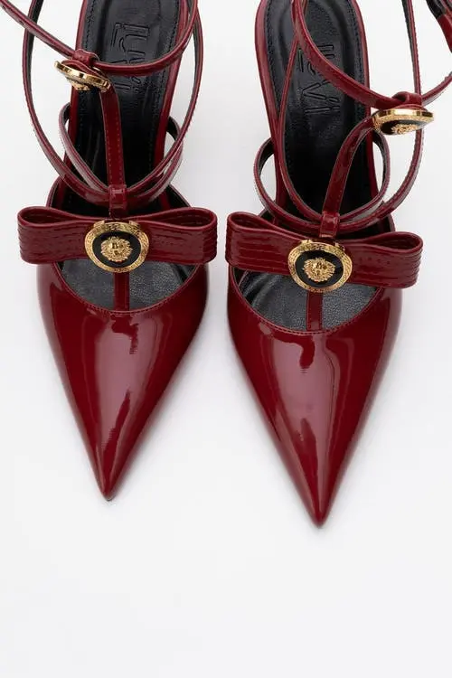 PROLOGUE SHOES Peal Pointed Toe Pump - Burgundy Patent