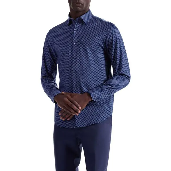 Bugatchi Jules Ooohcotton® Geo Print Button-down Shirt - Navy