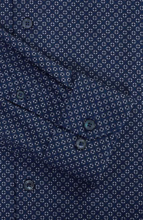 Bugatchi Jules Ooohcotton® Geo Print Button-down Shirt - Navy
