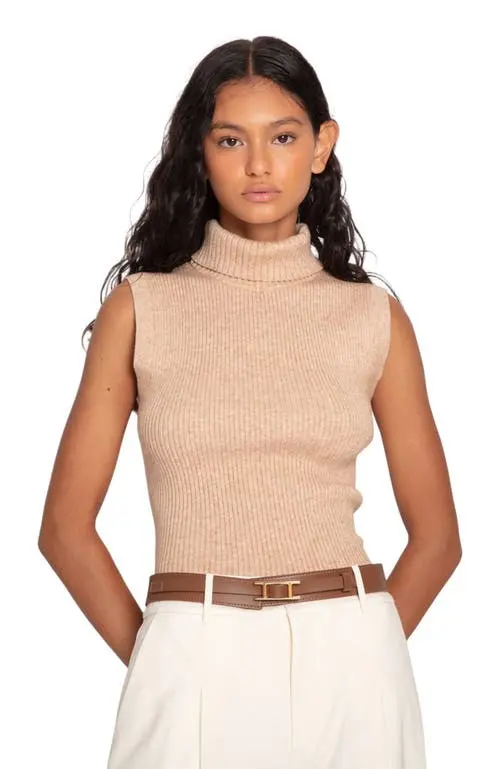 BELLE & BLOOM Equation Sleeveless Turtleneck Knit - Camel