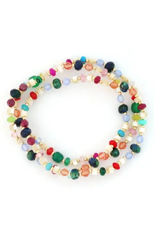 PANACEA Set Of Beaded Stretch Bracelets - Gold/multi