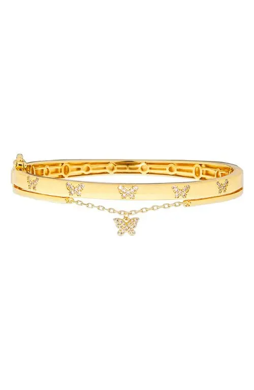MARLYN SCHIFF Gisella Brass Bangle With Crystal Butterflies And Pendant - Gold