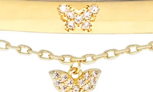MARLYN SCHIFF Gisella Brass Bangle With Crystal Butterflies And Pendant