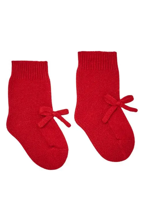 REISS Rivelin Bow Cashmere Mittens & Crew Socks Set - Red