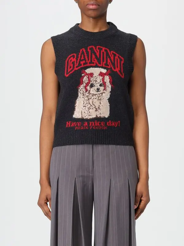 GANNI Knit Vest - Black