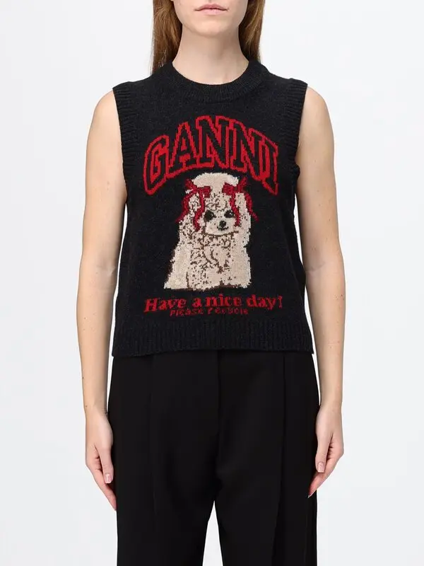 GANNI Knit Vest - Black
