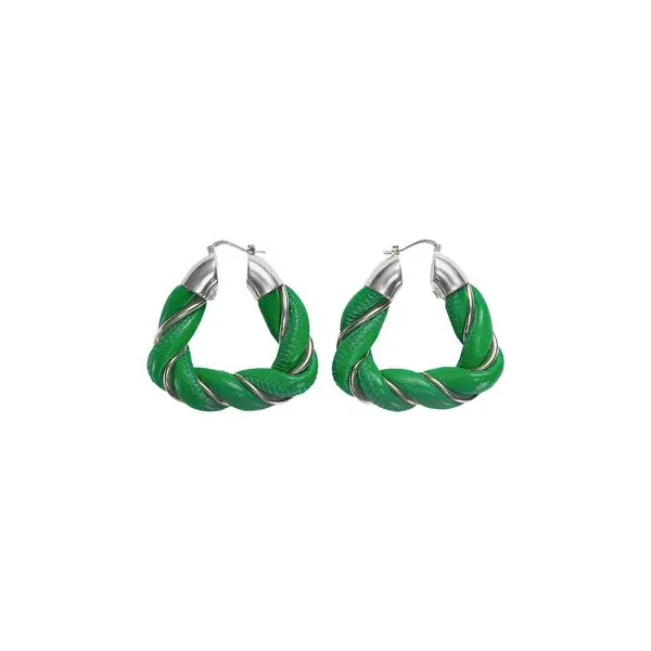 Bottega Veneta Twist Hoop Earrings - Green