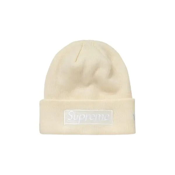 Supreme X New Era Box Logo Beanie - Cream