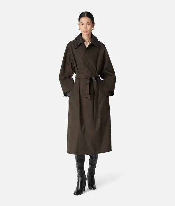 Bottega Veneta Cotton Trench Coat - Deep Moss