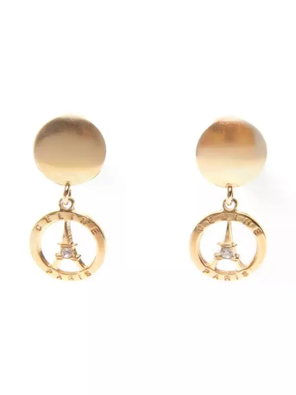 Celine 1980-2000s Eiffel Tower Clip-on Earrings - Gold