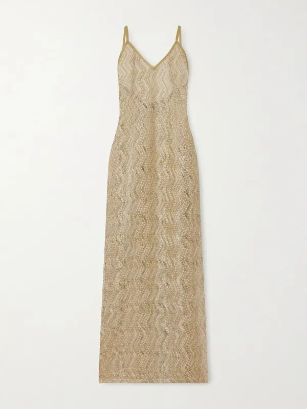 Missoni Mare Metallic Crochet-knit Coverup - Gold