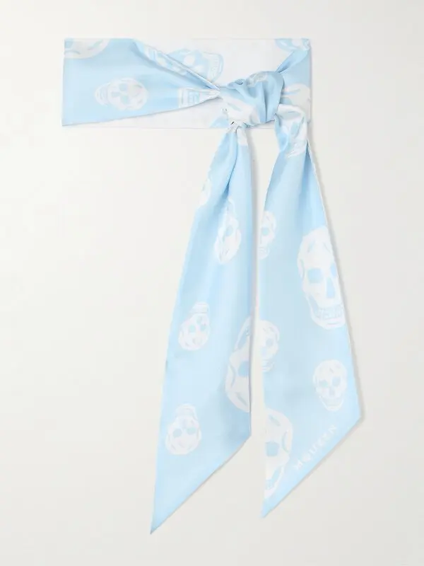 Alexander McQueen Printed Silk-twill Scarf - Blue