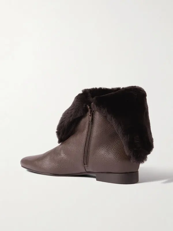TOTEME Downtown Shearling-trimmed Leather Ankle Boots