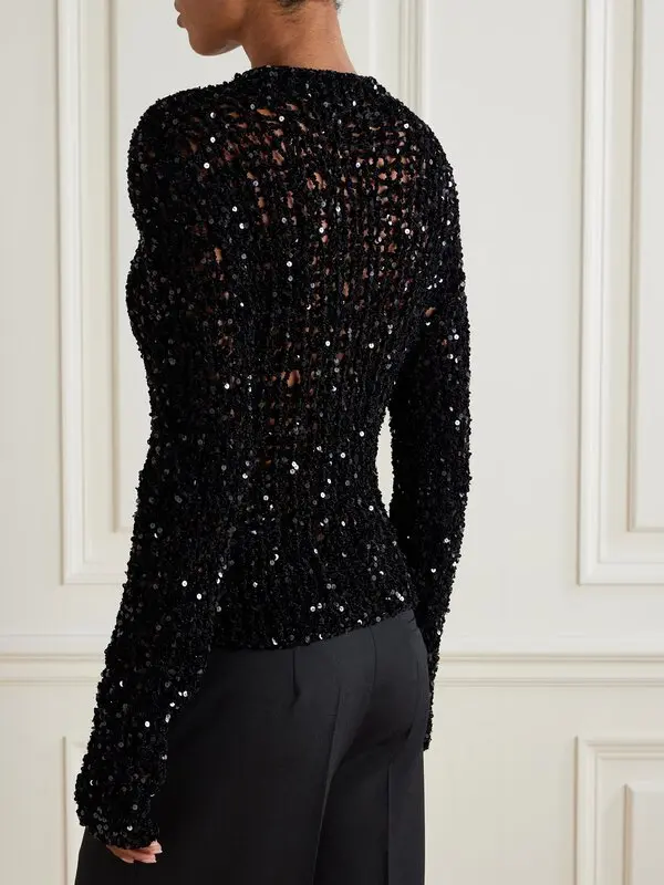 JIL SANDER Sequined Open-knit Sweater
