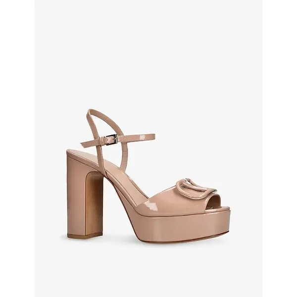 Valentino Garavani Vlogo Signature Patent Leather Platform Heels - Blush