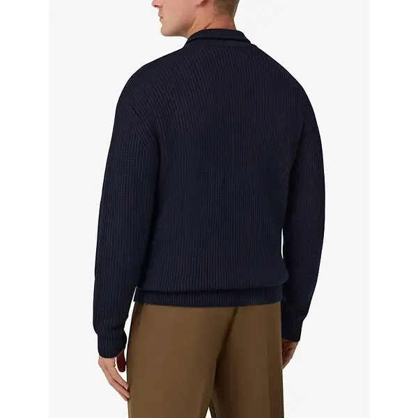 Boggi Milano Ribbed Knitted Merino-wool Jacket