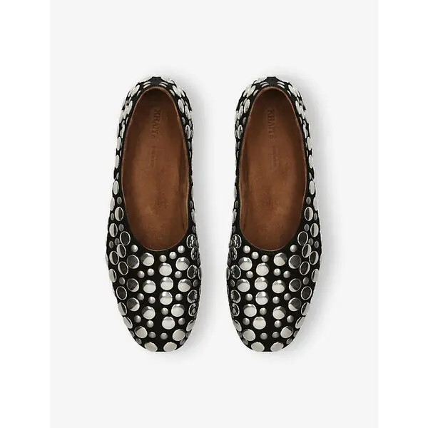 Khaite Studded Leather Mary Jane Flats