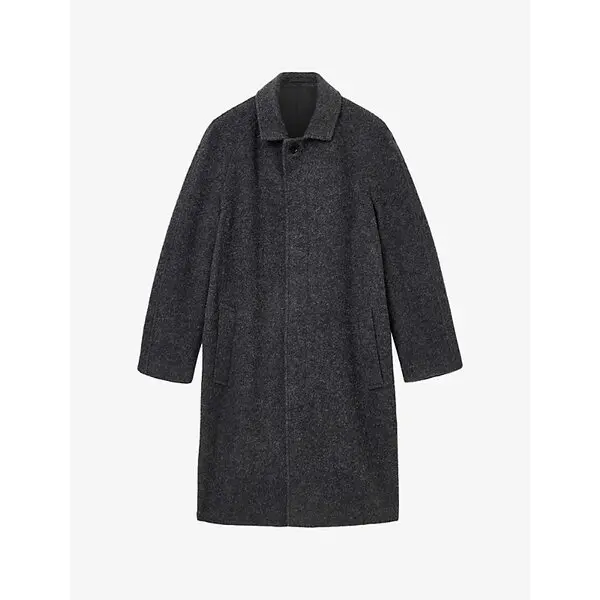 ALLSAINTS Duke Lapel-collar Wool-blend Coat - Charcoal Grey