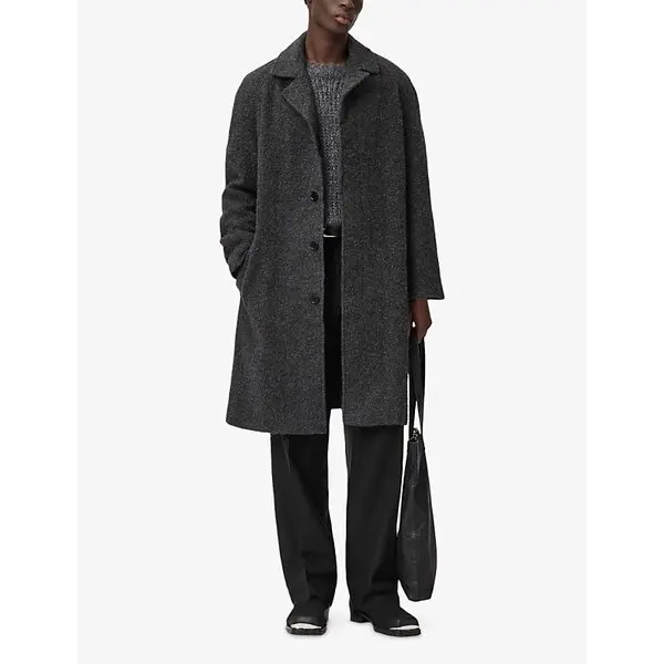 ALLSAINTS Duke Lapel-collar Wool-blend Coat - Charcoal Grey