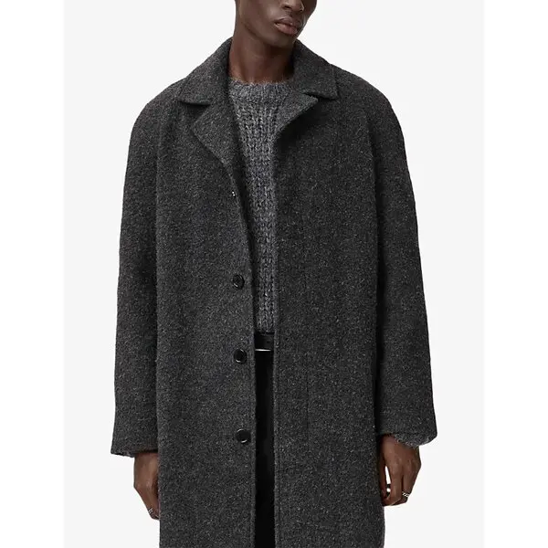 ALLSAINTS Duke Lapel-collar Wool-blend Coat - Charcoal Grey