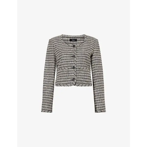 Theory Collarless Cropped Cotton-blend Jacket