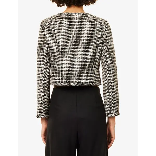 Theory Collarless Cropped Cotton-blend Jacket