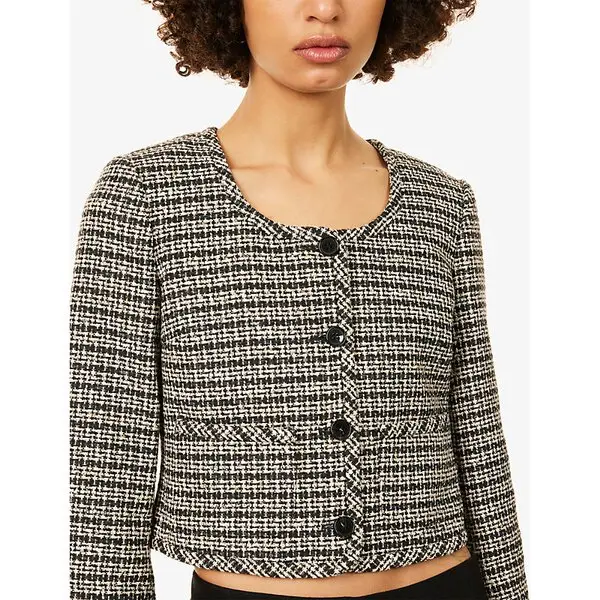 Theory Collarless Cropped Cotton-blend Jacket