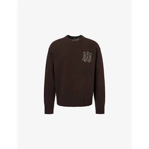 Amiri Brand-embroidered Crewneck Wool Jumper - Brown
