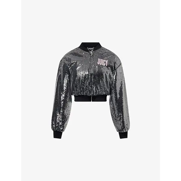 Juicy Couture Sequin-embellished Cropped Bomber Jacket