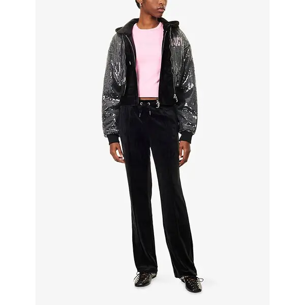 Juicy Couture Sequin-embellished Cropped Bomber Jacket
