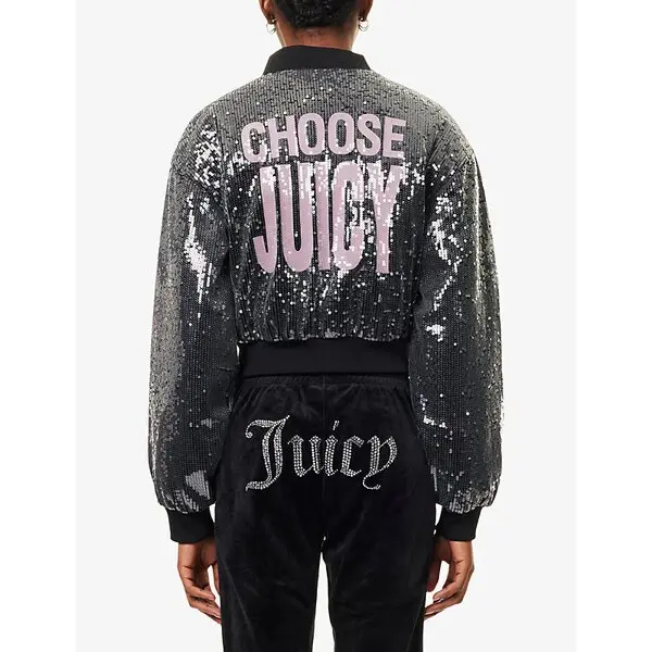 Juicy Couture Sequin-embellished Cropped Bomber Jacket