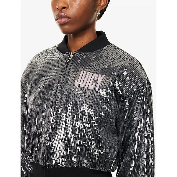 Juicy Couture Sequin-embellished Cropped Bomber Jacket