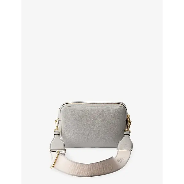 Prada Enamelled Logo Small Leather Cross-body Bag - Grey