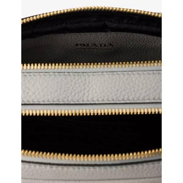 Prada Enamelled Logo Small Leather Cross-body Bag - Grey
