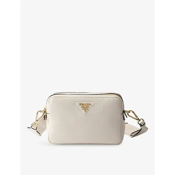 Prada Enamelled Logo Small Leather Cross-body Bag - Powder
