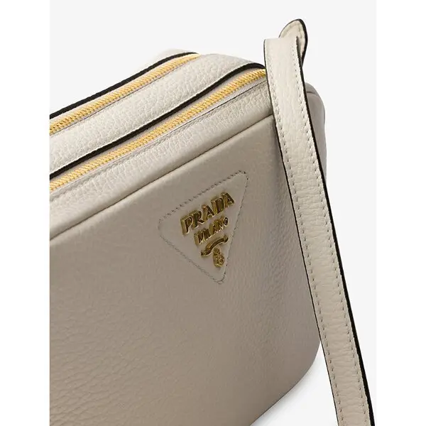 Prada Enamelled Logo Small Leather Cross-body Bag - Powder