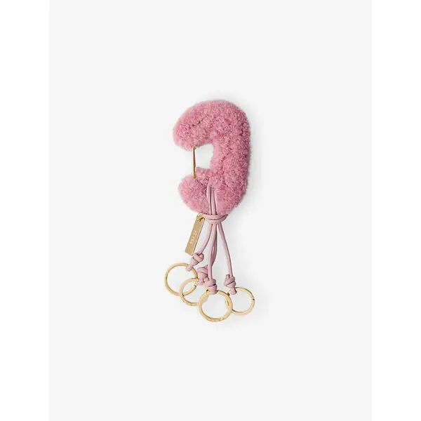 Prada Soft-touch Leather And Shearling Keychain Charm - Pink